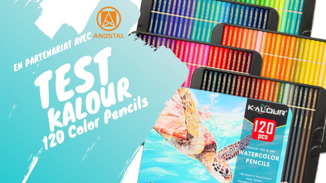 KALOUR 120 watercolor pencils - TEST et présentation - ANDSTAL - YouTube