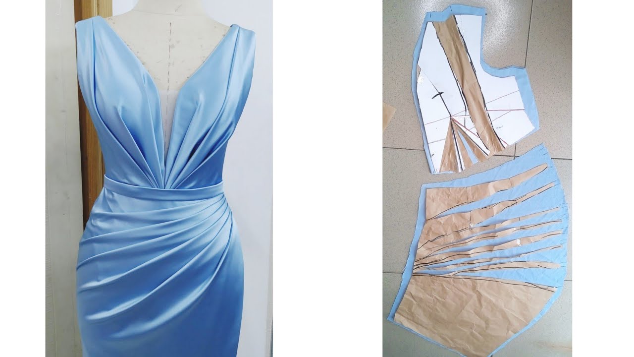 how to cut a draped dress with deep neckline.#patternmaking # ...