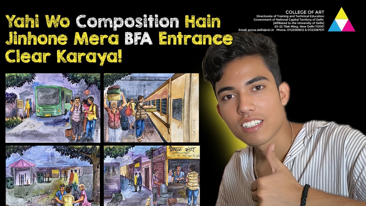 Watercolour Composition For BFA Entrance Exam || College Of Art Delhi ...