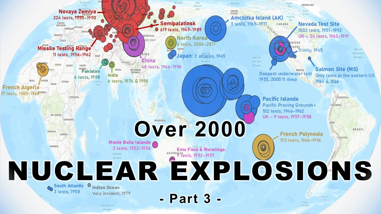 Over 2000 Nuclear Explosions Mapped, (3: 1993- & Full Map) - YouTube