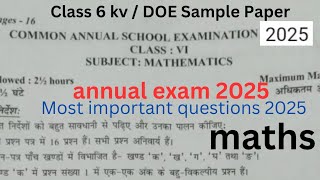 Maths Class 6 Annual Exam 2025 Question Paper Annual Exam Question Pape ...