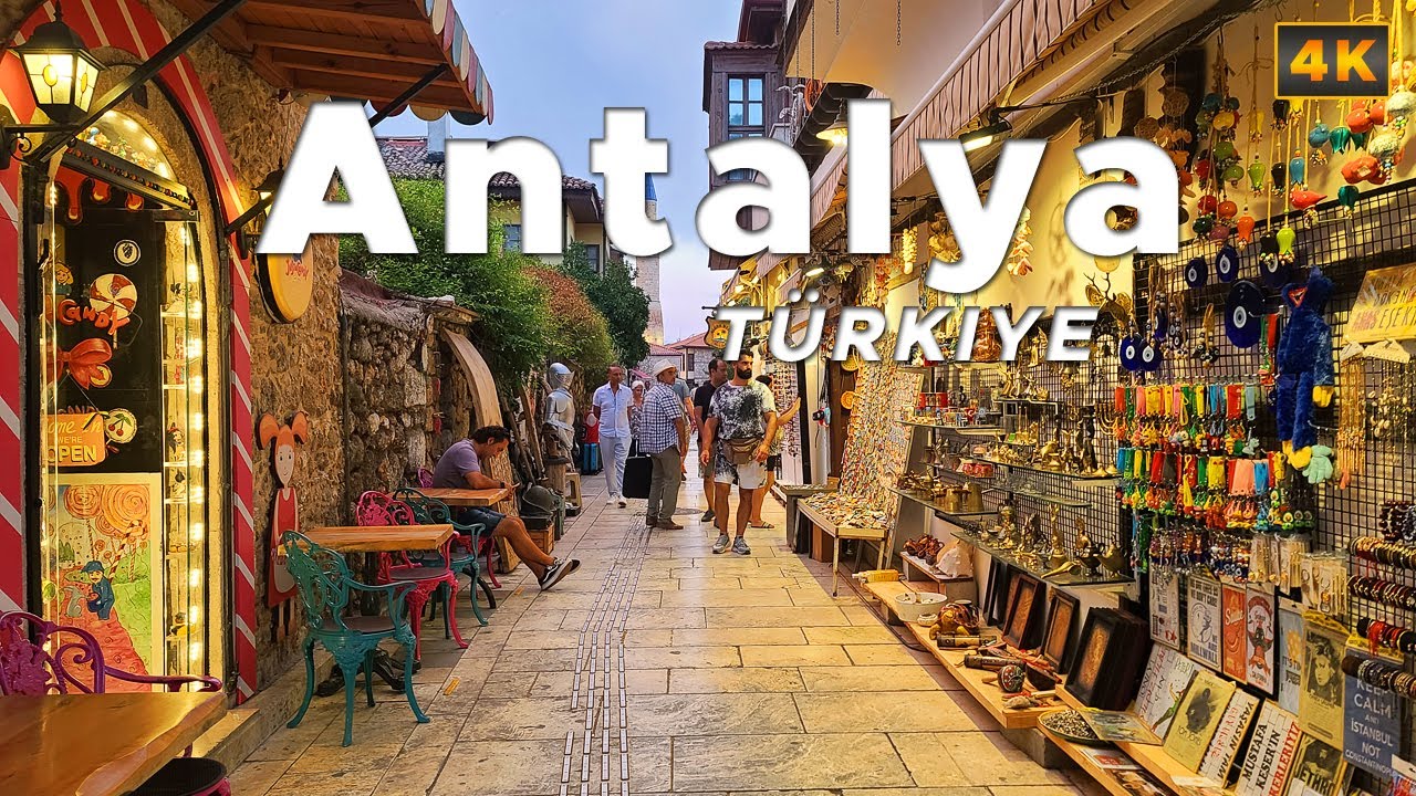 Antalya, Türkiye 🇹🇷 Night Walk in Kaleiçi, Old Town of Antalya 4K60fps ...