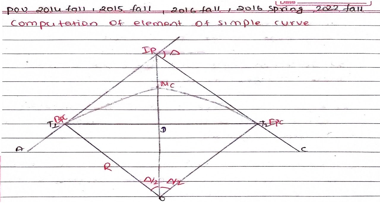 Computation of elements of simple circular curve | Survey -2 | bachelor ...