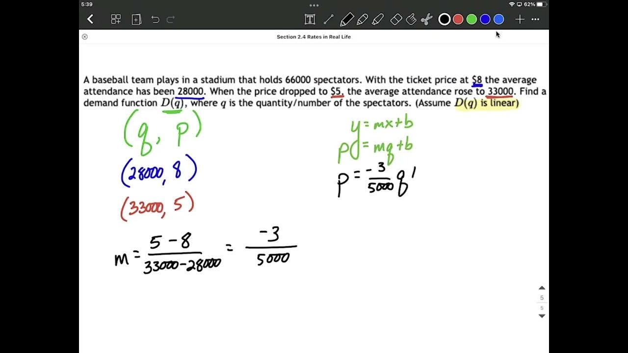 Create Linear Demand Function - YouTube
