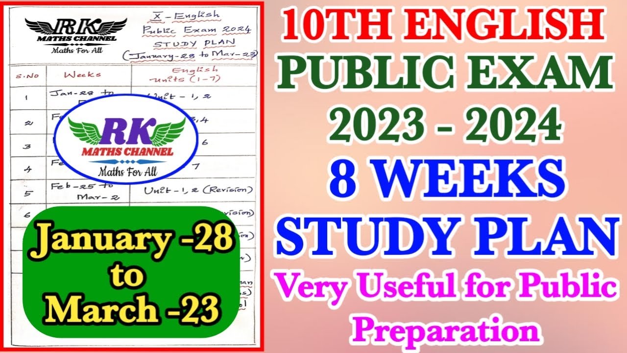 TN 10th English|Public Exam 2024| 8 WEEKS STUDY PLAN 2024|Very Useful ...