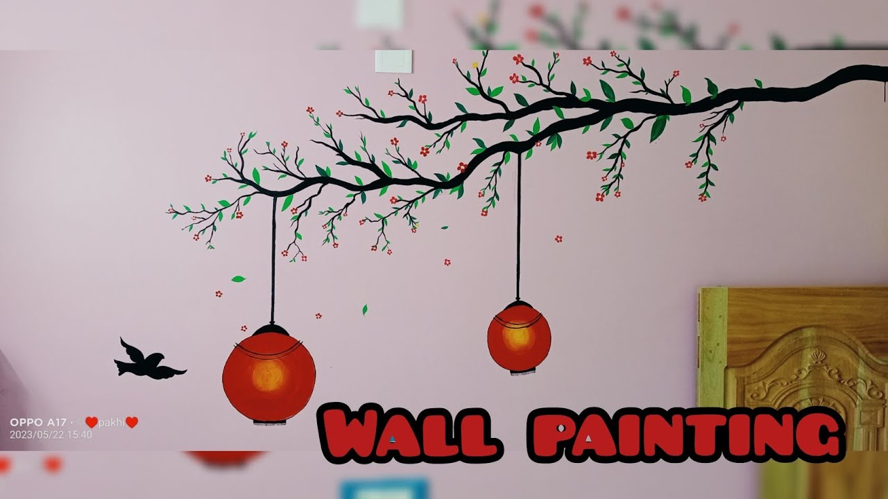 How to drow A beautiful wall painting / step by step easy painting/ by ...