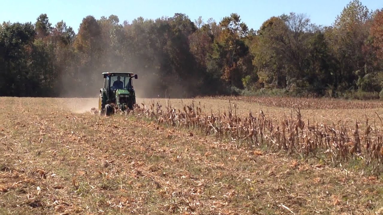 Slashing corn stalks with the John Deere. - YouTube