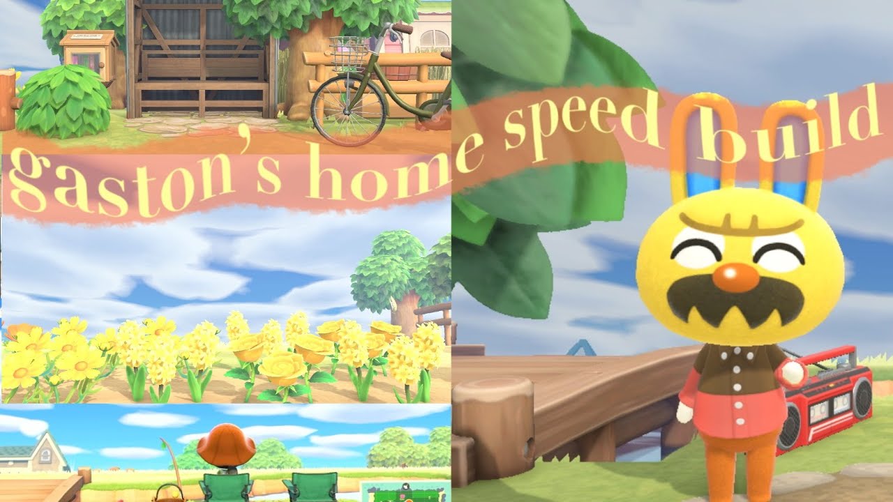 gaston's home and fishing area speed build | animal crossing new ...