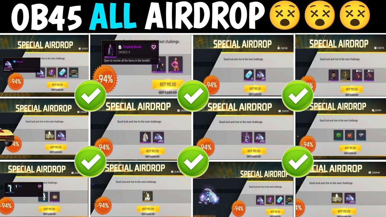 ₹1, ₹2, ₹9 & ₹29 Free Fire AirDrop OB45 | Next AirDrop Free Fire | New ...