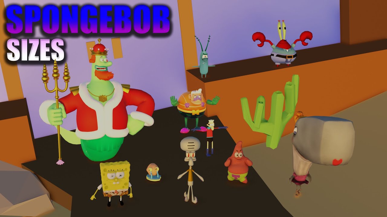 Spongebob characters REAL Size Comparison 3D - YouTube