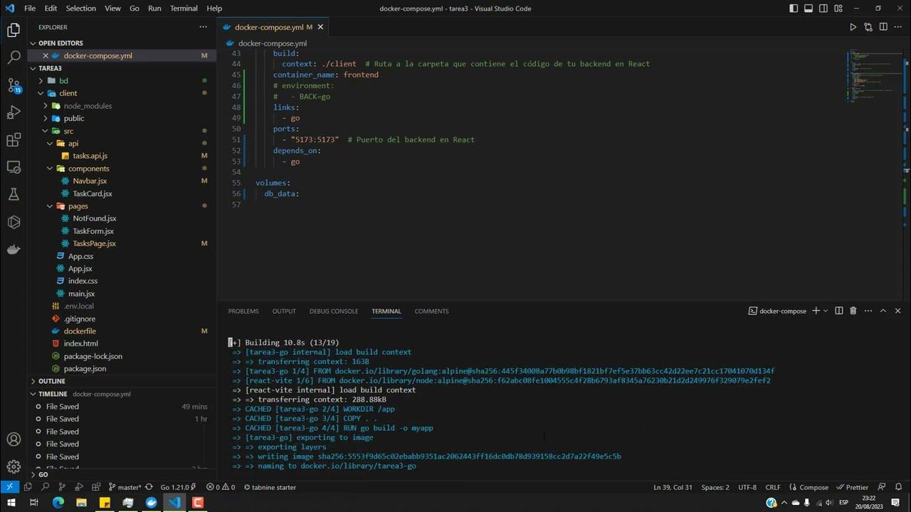 Docker con React Vite, con servidor en go - YouTube