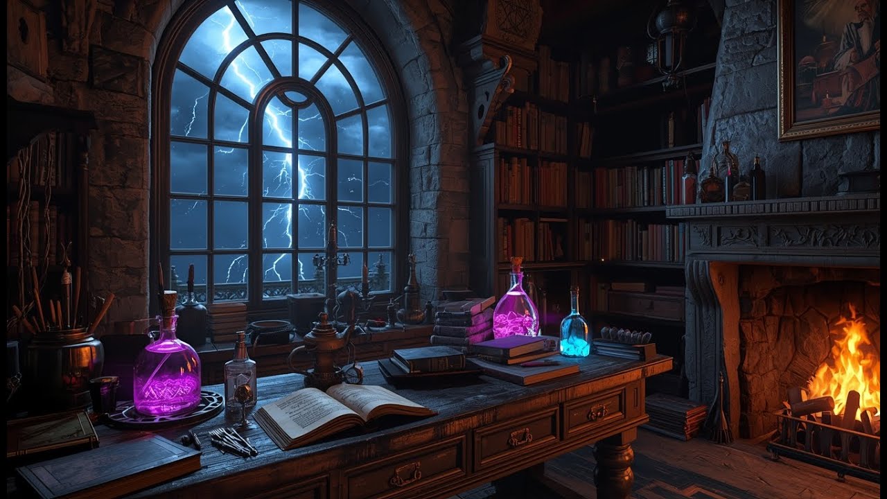 The Master is Away ⛈️🧪 Cozy Wizard Tower Ambience for Study, Sleep ...