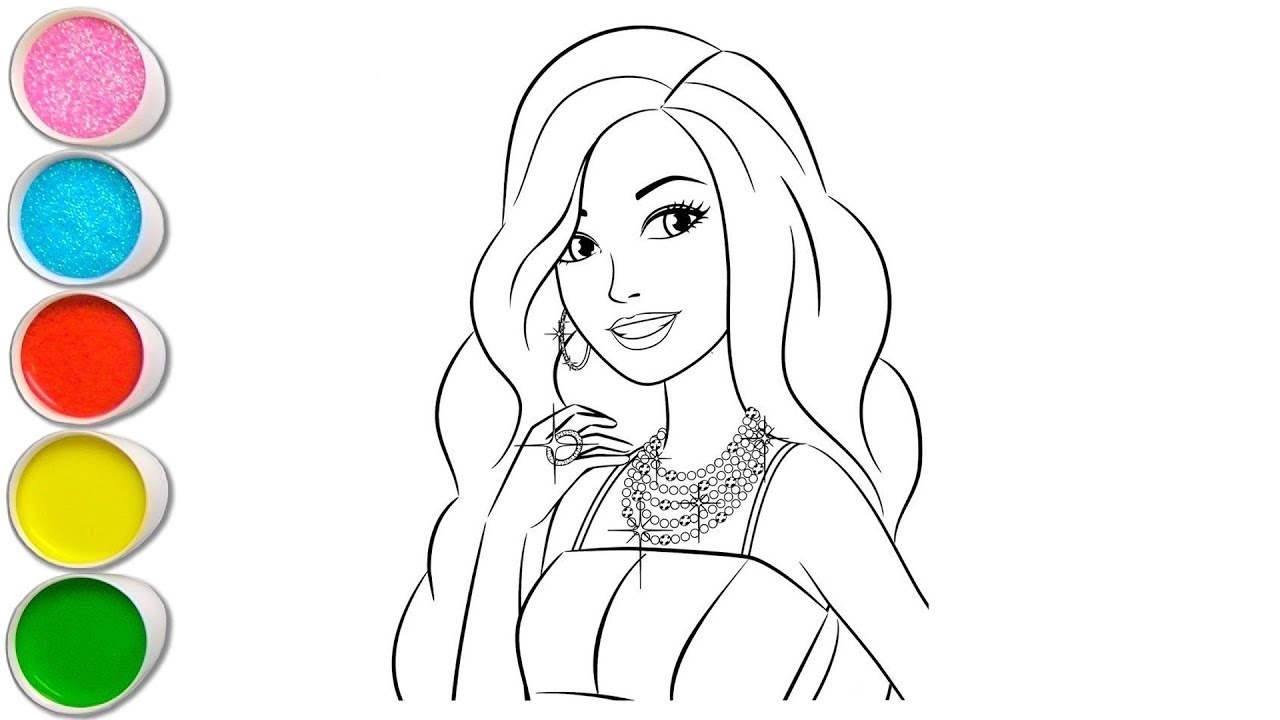 Cute Barbie Drawing for kids, Painting & Coloring for kids and Toddlers ...
