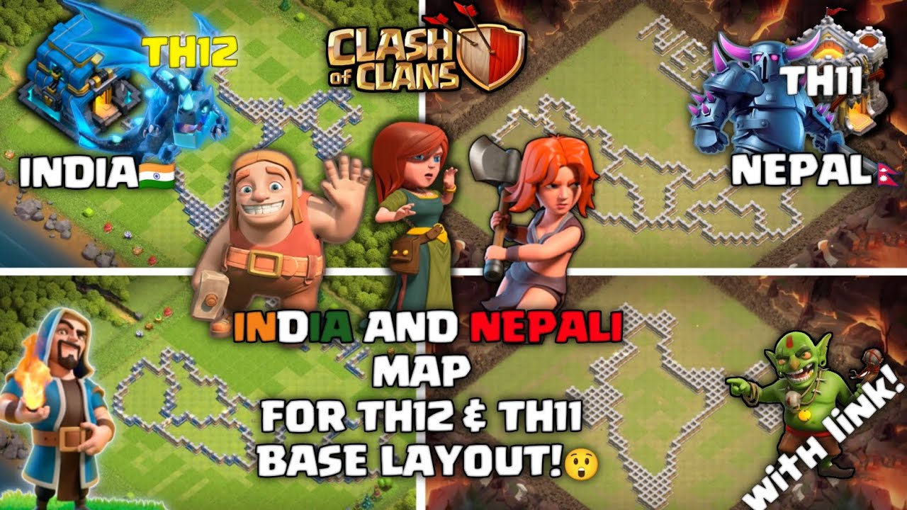 how to make Nepal🇳🇵and India🇮🇳 Maps in clash of clans| Town hall 11 ...