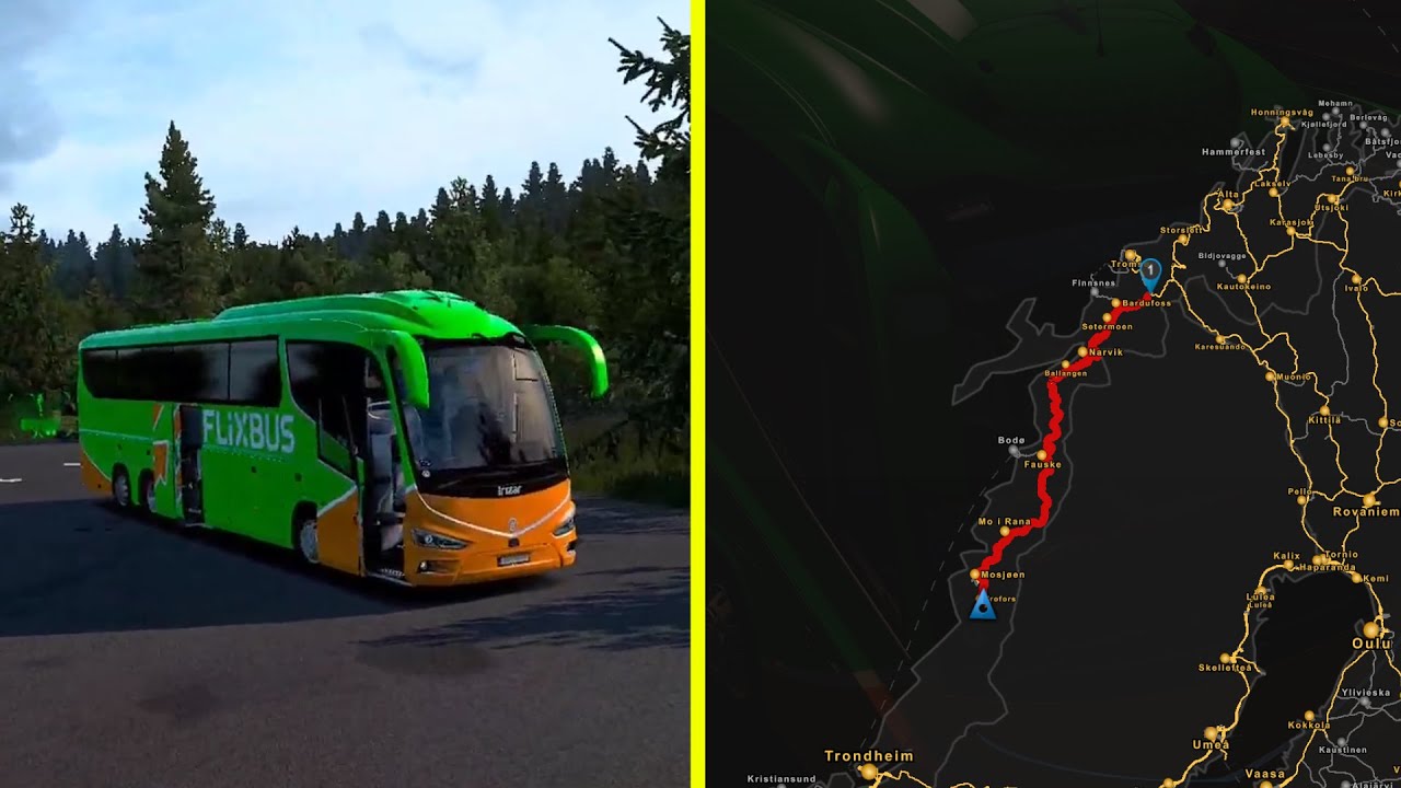 ETS 2 VR - Bus relaxing trip, ProMods 2.65 Norway new route - YouTube