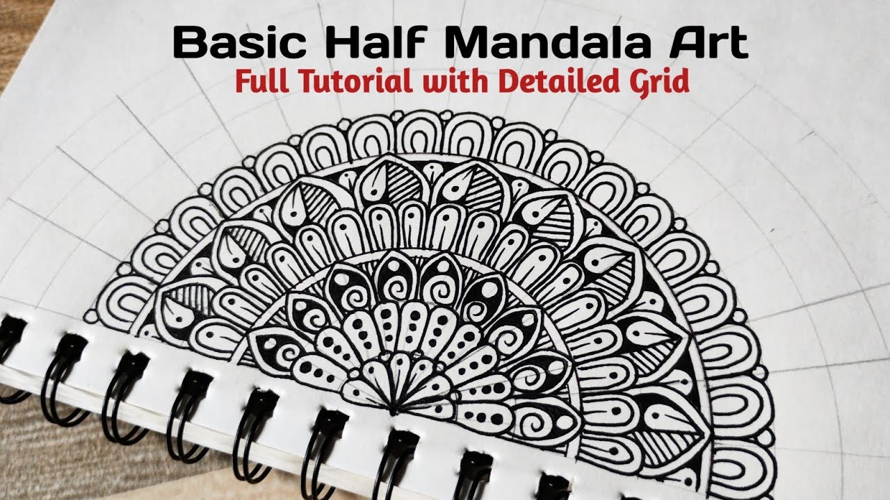 Easy Half Mandala Art 💝Step by Step guide with detailed Grid Tutorial😮💖 ...
