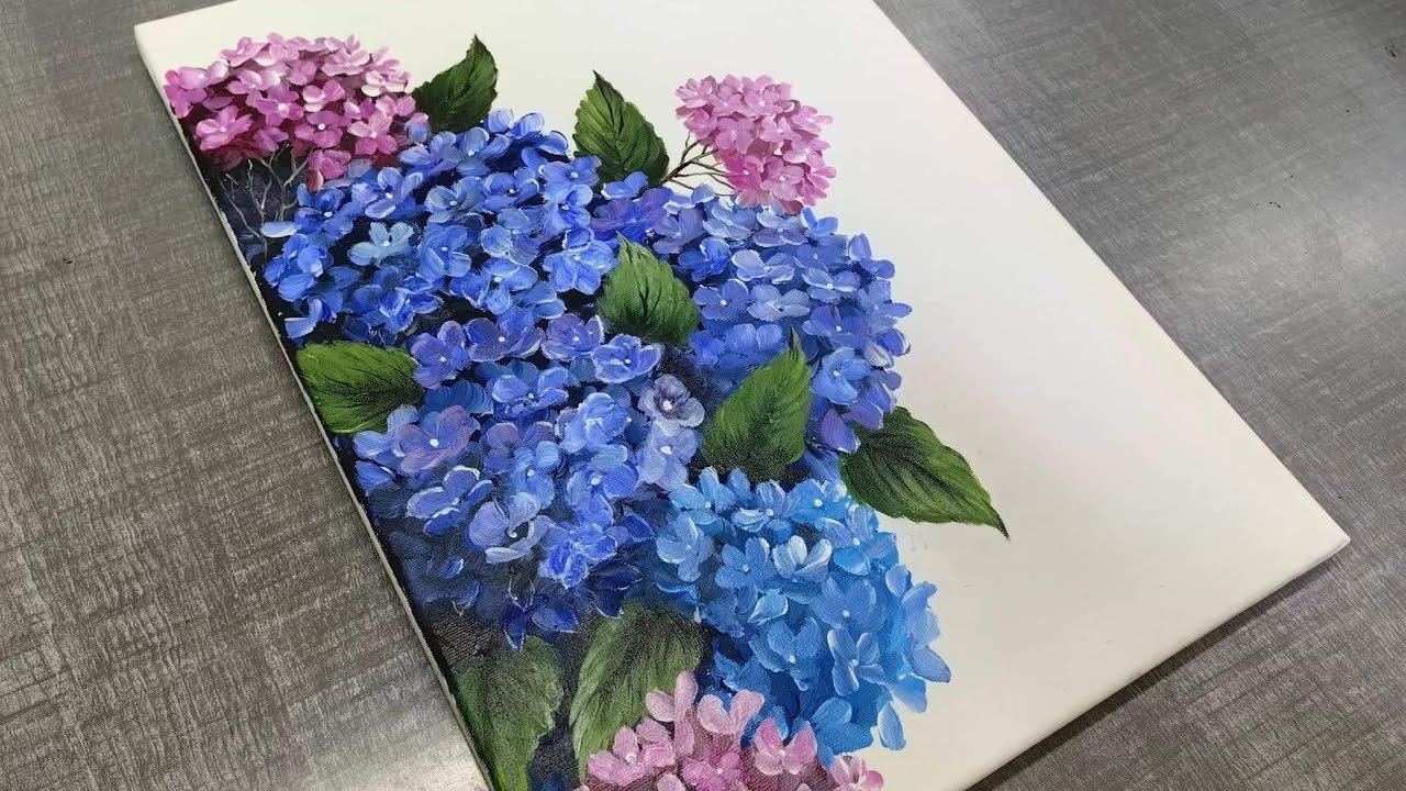 Easy Colourful Hydrangea Painting || STEP-BY-STEP Acrylic Painting for ...