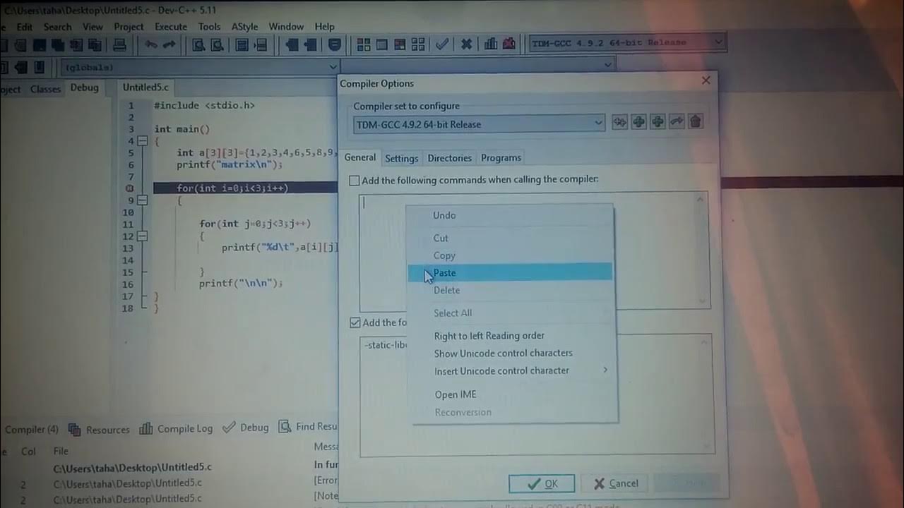 [Error] 'for' loop initial declarations are only allowed in C99 or C11 mode - YouTube