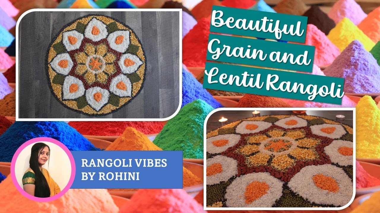 Beautiful Rangoli made ofGrains and Lentils I Kolam I Muggulu - YouTube