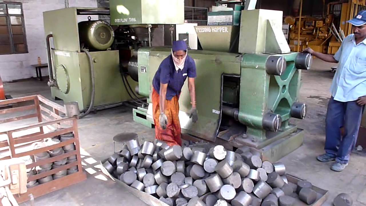 our metal chips briquetting press used in India, chip press with feeder ...