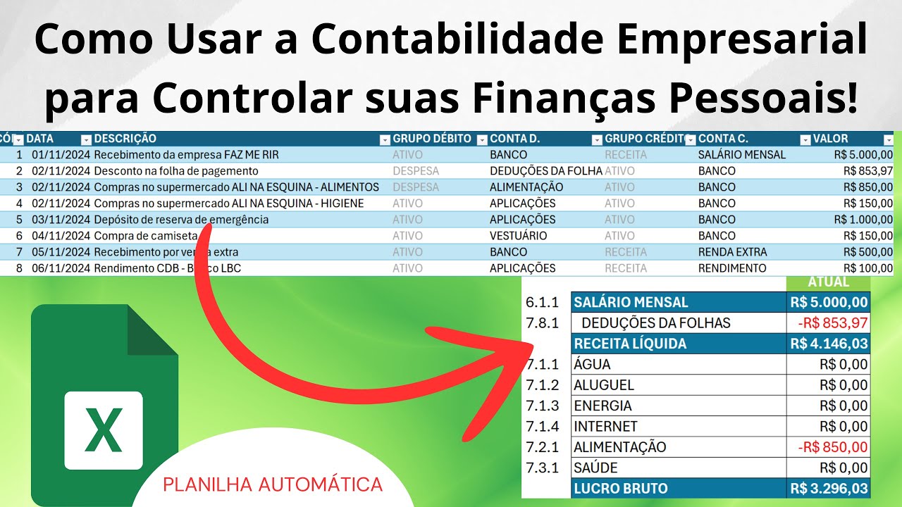 Livro Diário, Razão, Balanço Patrimonial e DRE para CONTROLE PESSOAL ...