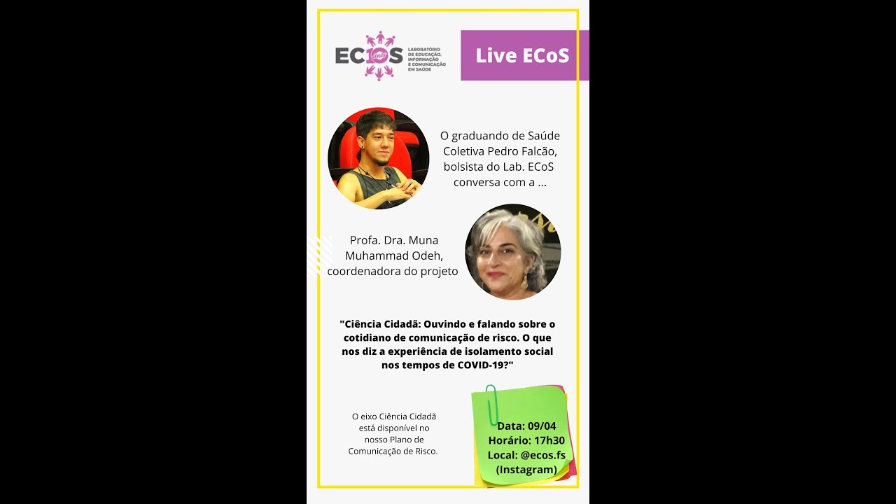 Live Ciência Cidadã com Muna Muhammad Odeh mediada por Pedro Falcão ...
