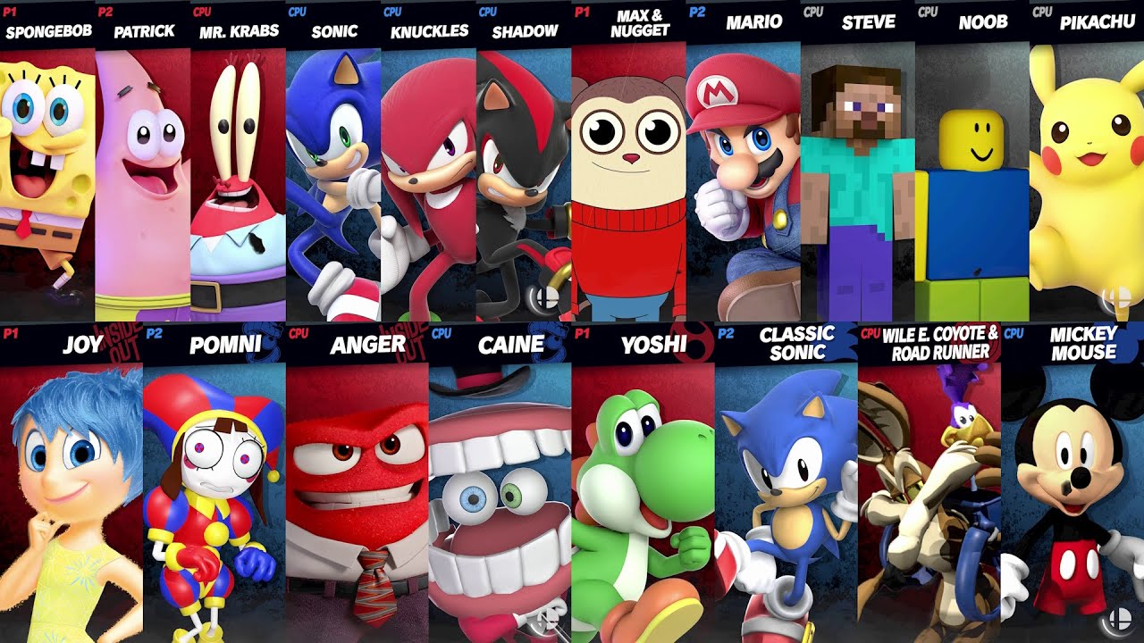 Sonic vs Spongebob vs Shadow vs Patrick | Mario vs Steve vs Noob in ...