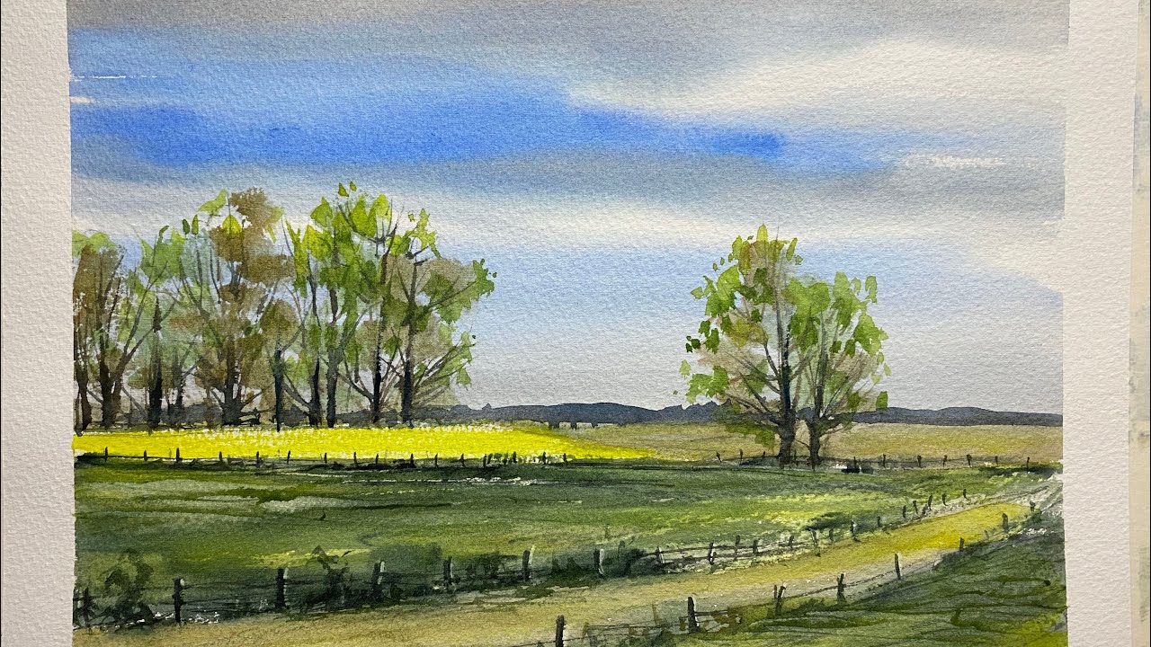 BEGINNERS WATERCOLOR FIELDS & TREES, Paint A LOOSE Watercolour ...