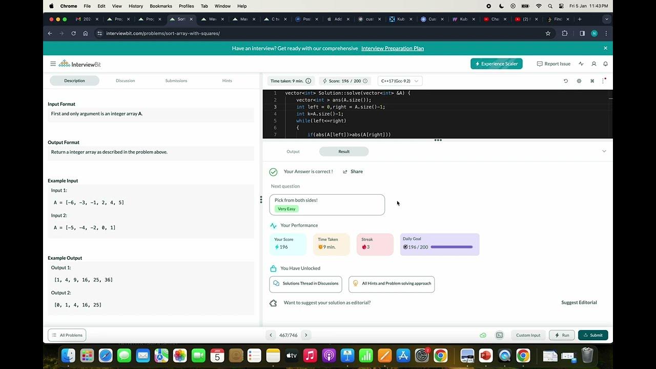 Sort Array With Squares On Time Leetcode Interviewbit Youtube