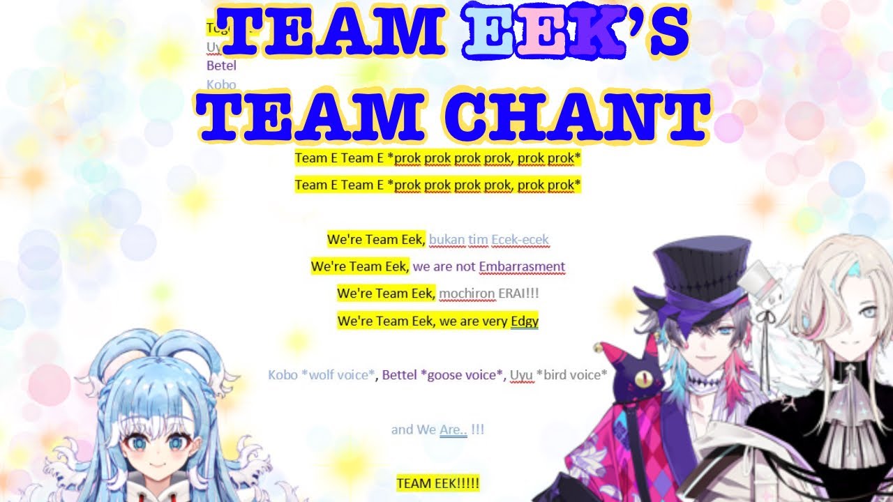 Team EEK’s addicting Team Chant【Hololive ID + UPROAR!! + TEMPUS】 - YouTube