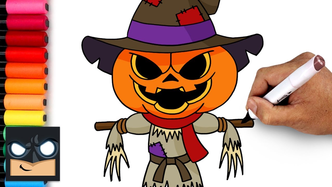 How To Draw Scarecrow | Halloween Art Tutorial - YouTube