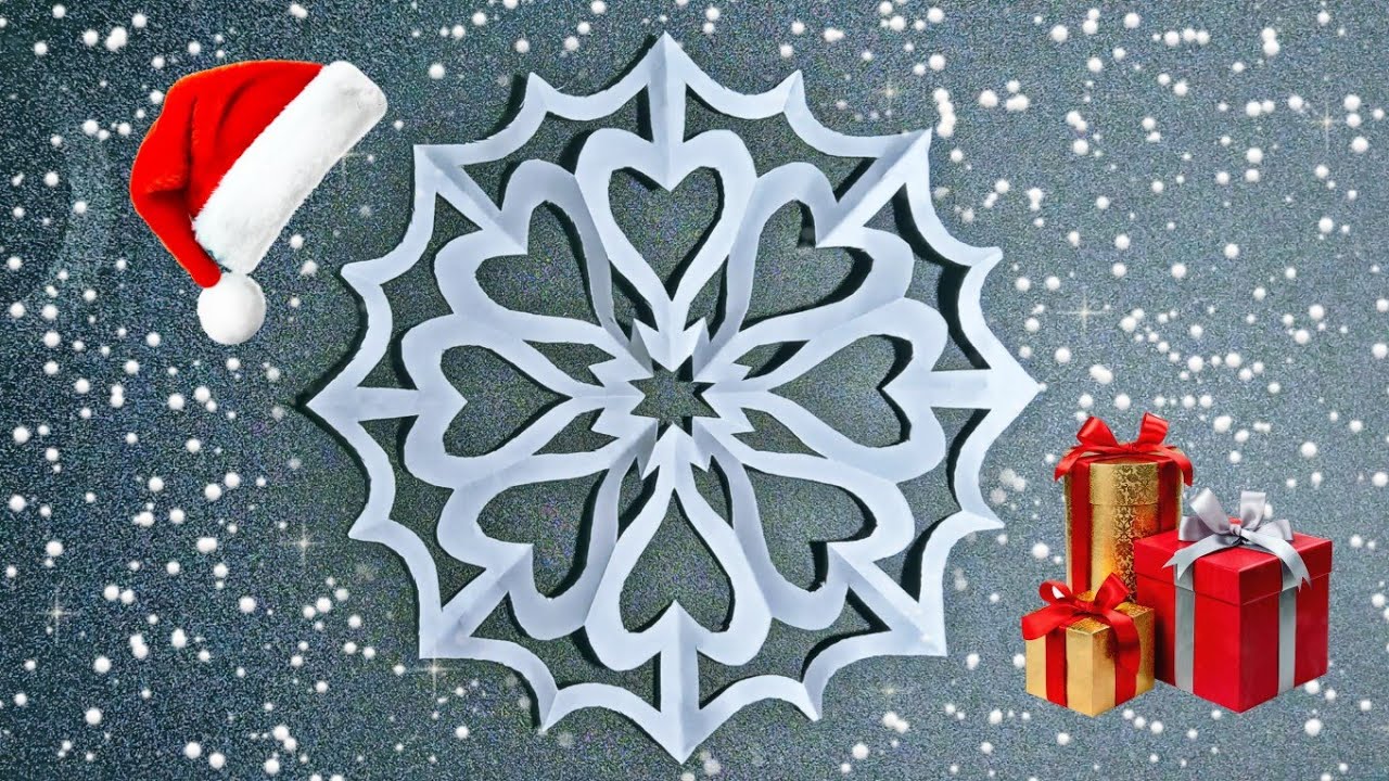 How to make a heart snowflake paper craft step by step - YouTube