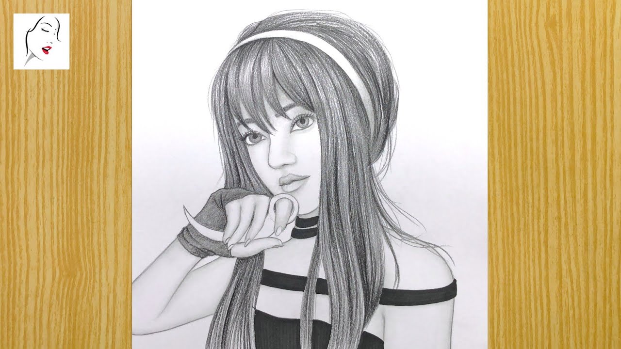 How to Draw a Nice girl With Beautiful HairStep By Step | A Cute Girl ...