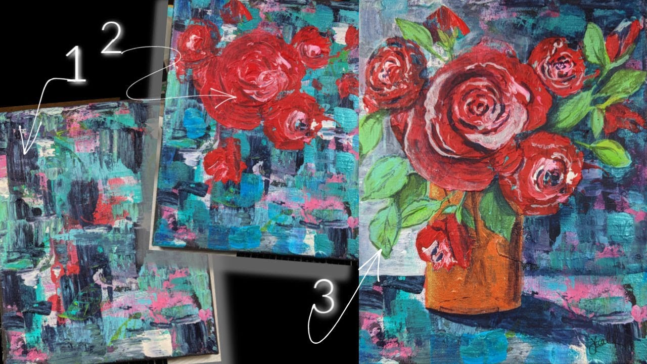 Abstract vase of red roses - YouTube