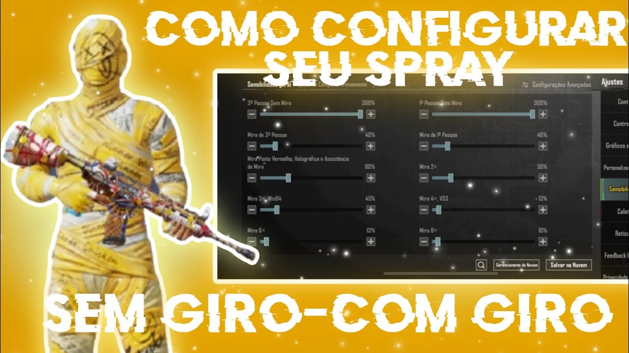 COMO CONFIGURAR O SEU SPRAY NO PUBG MOBILE COM GIRO OU SEM GIRO - YouTube