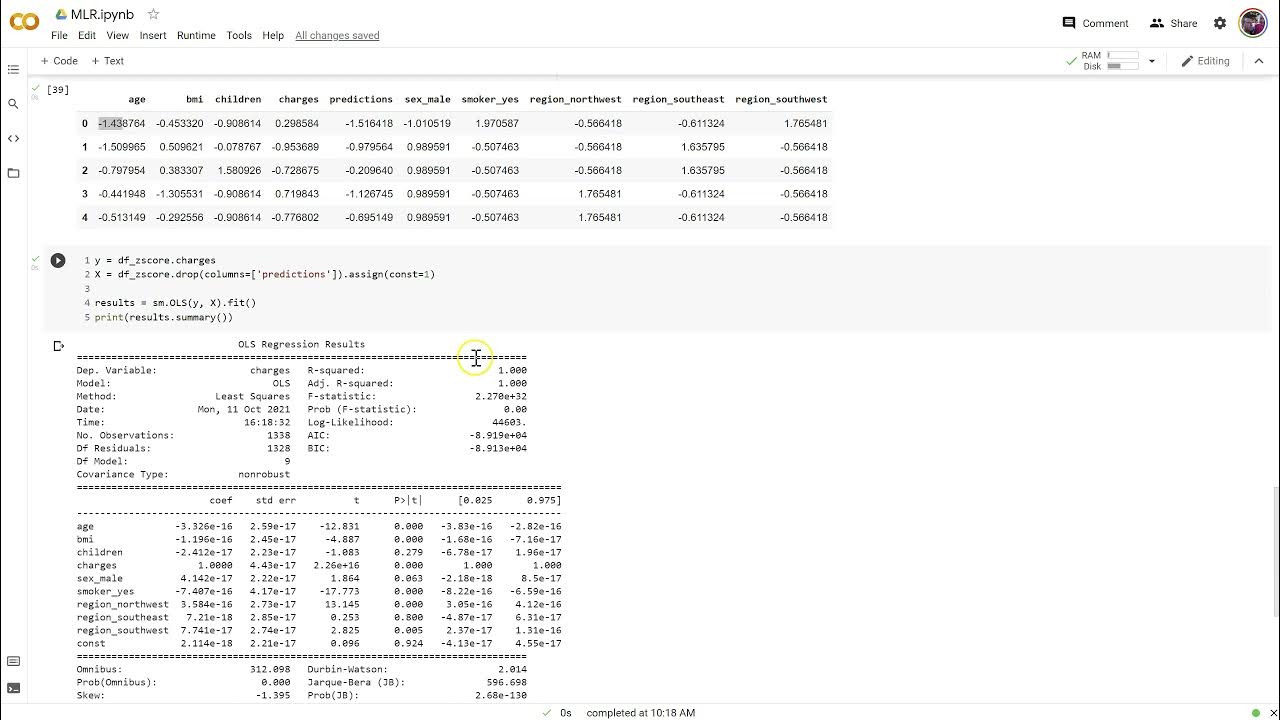 Python: MLR, OLS, standardization, normalization - YouTube