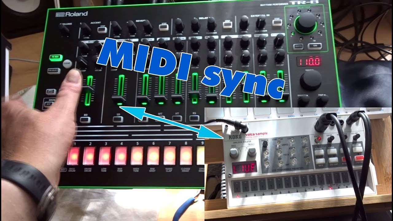 Volca Sample MIDI sync synchronisieren mit/with Roland TR-8 DEU ENG ...