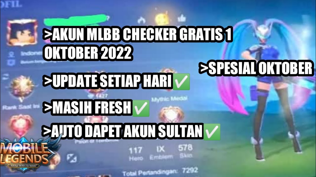 AKUN CHECKER MLBB 1 OKTOBER 2022#bagibagiakunmlgratisloginmoonton #bagibagiempasmoonton - YouTube