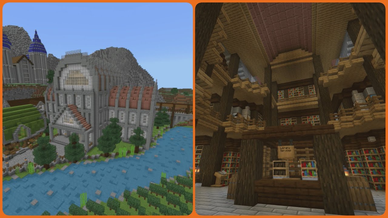 A Tour of The Library of Lore in My Minecraft Survival World - YouTube