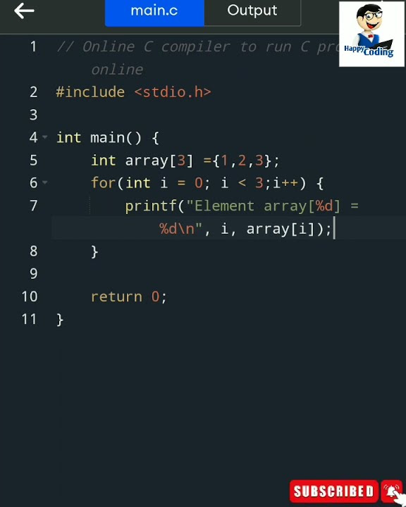 Creating And Accessing Single Dimensional Array Execution Using C In