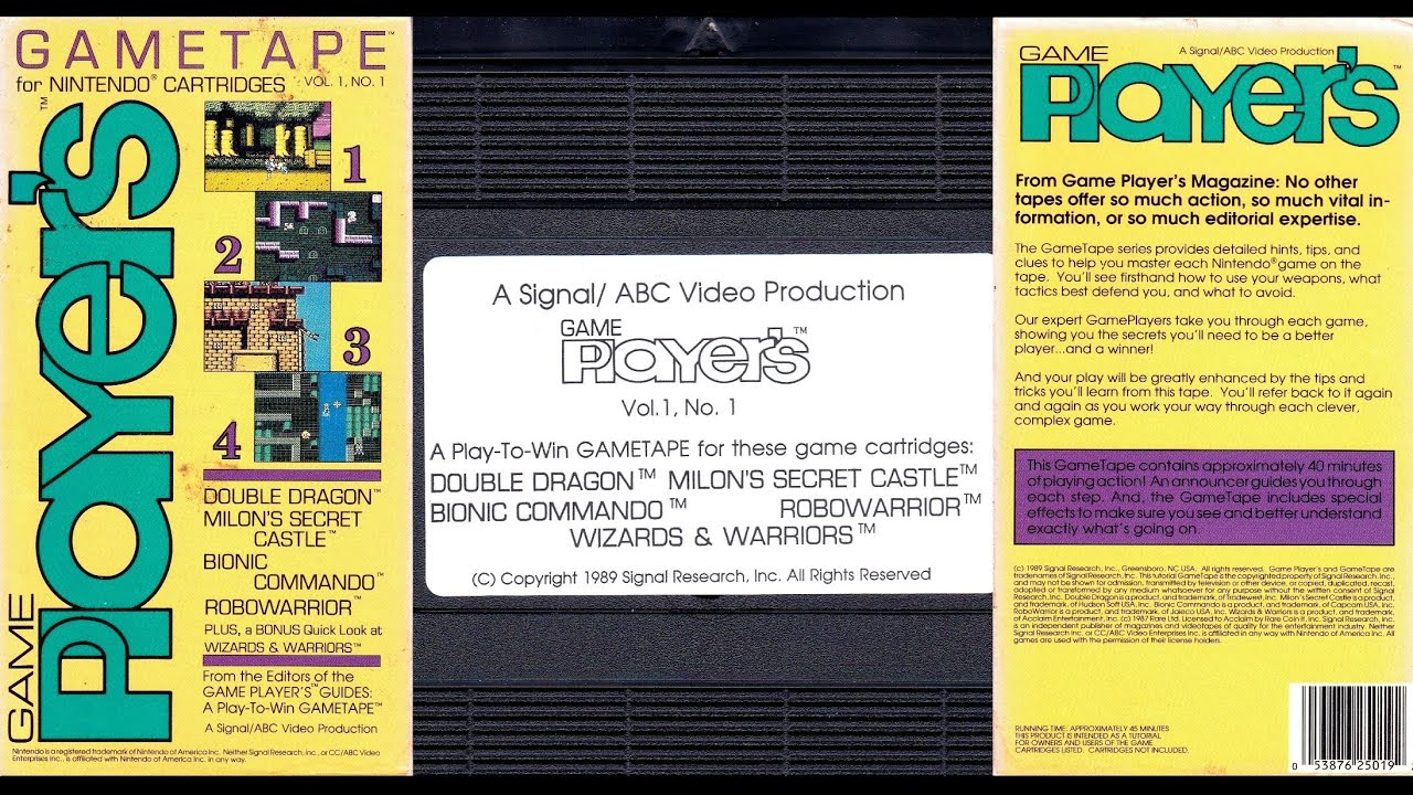 Game Players Game Tape Vol. 1 No. 1 " Bionic Commando ; Double Dragon ...