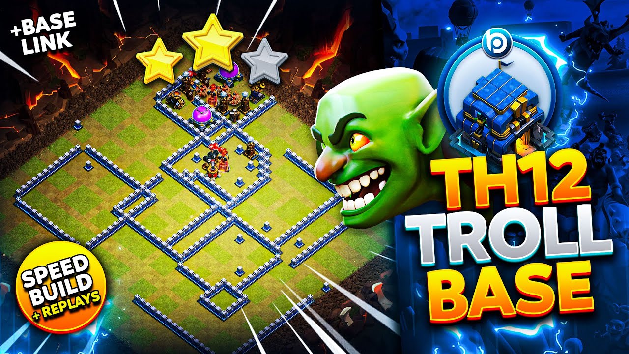 The ULTIMATE TH12 TROLL/TEASER BASE with LINK 2024 | CoC Layout Speed BUILD + PROOF Replays ...