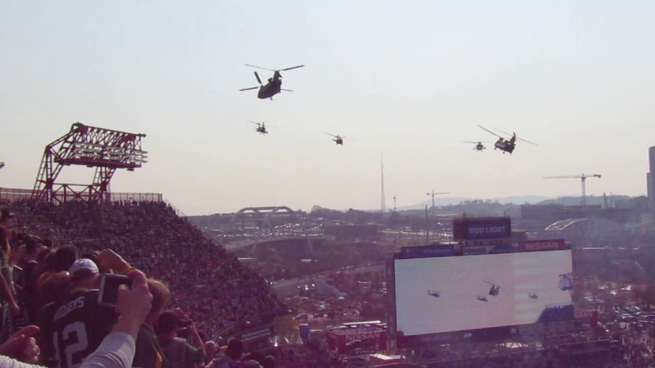 Flyover at Salute to Service pregame at Tennessee Titans football game ...