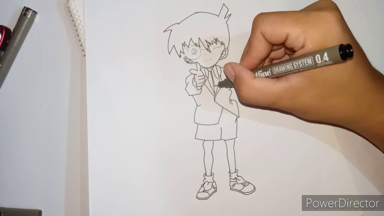 Drawing simple Detective conan || only Pen and pencil - YouTube
