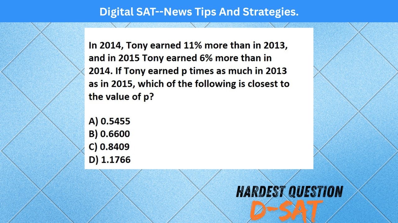 Hardest Digital SAT Math Question Solved! | Percentage Growth Word ...