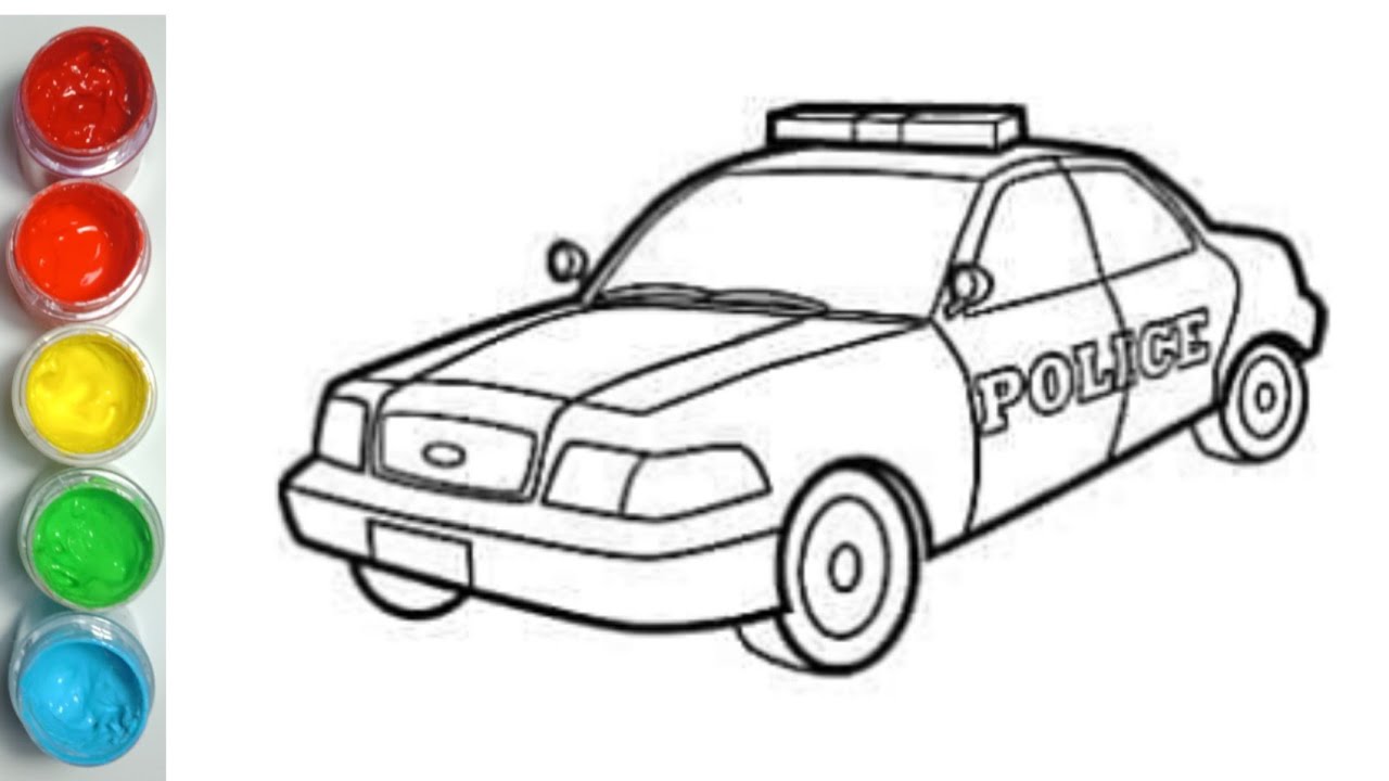 Menggambar dan Mewarnai Mobil Polisi ( Anak-anak)| How to draw a Police ...