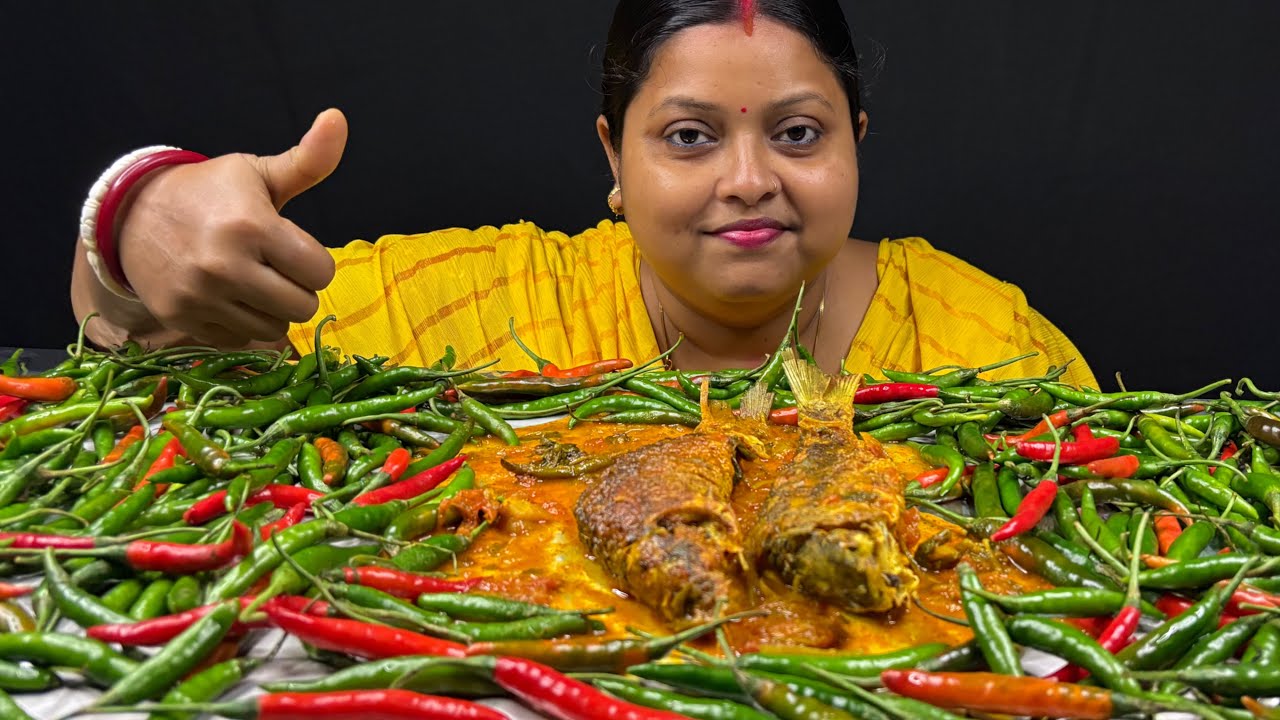ASMAR EATING SPICY FISH CURRY AND SPICY GREEN CHILLI EATING/ASMAR ...