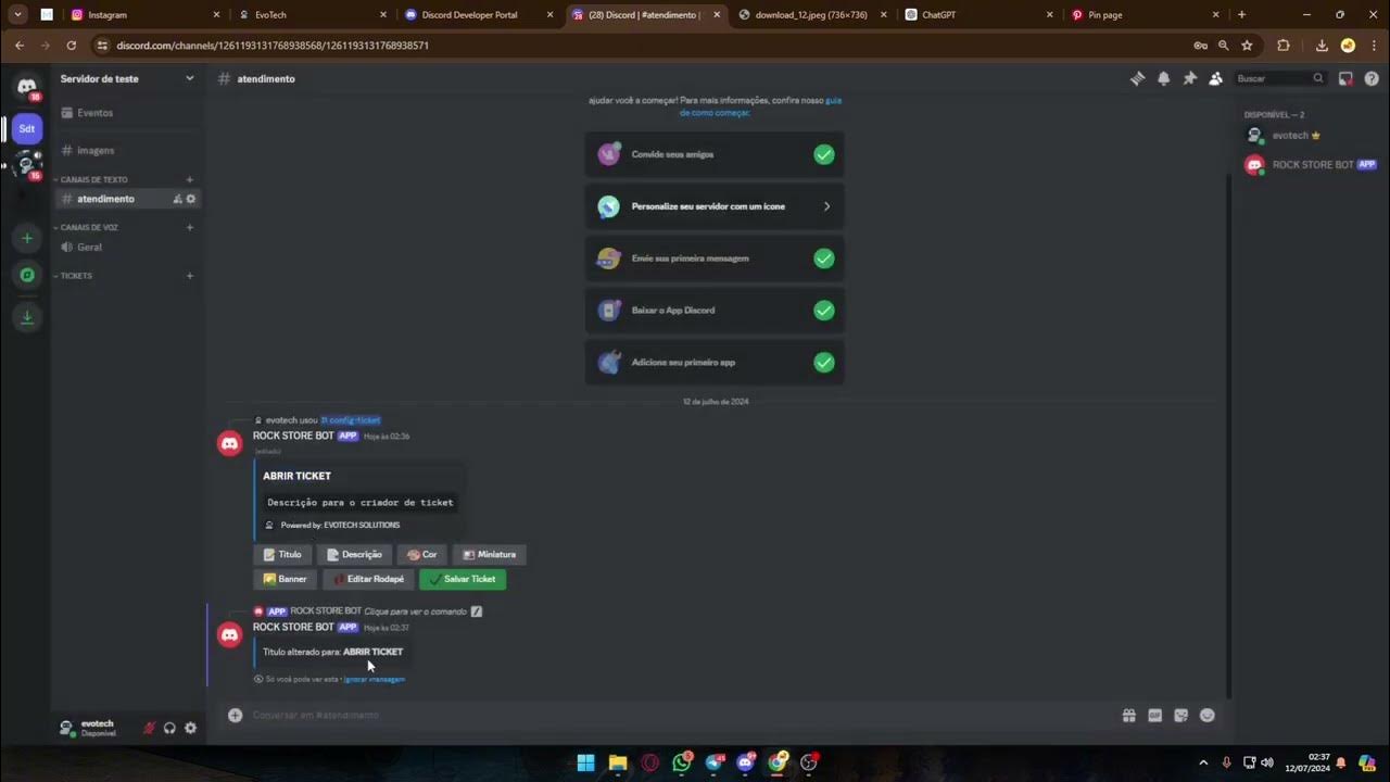 CONFIGURANDO O PAINEL DE TICKETS DO BOT | ATENDIMENTO DISCORD - YouTube
