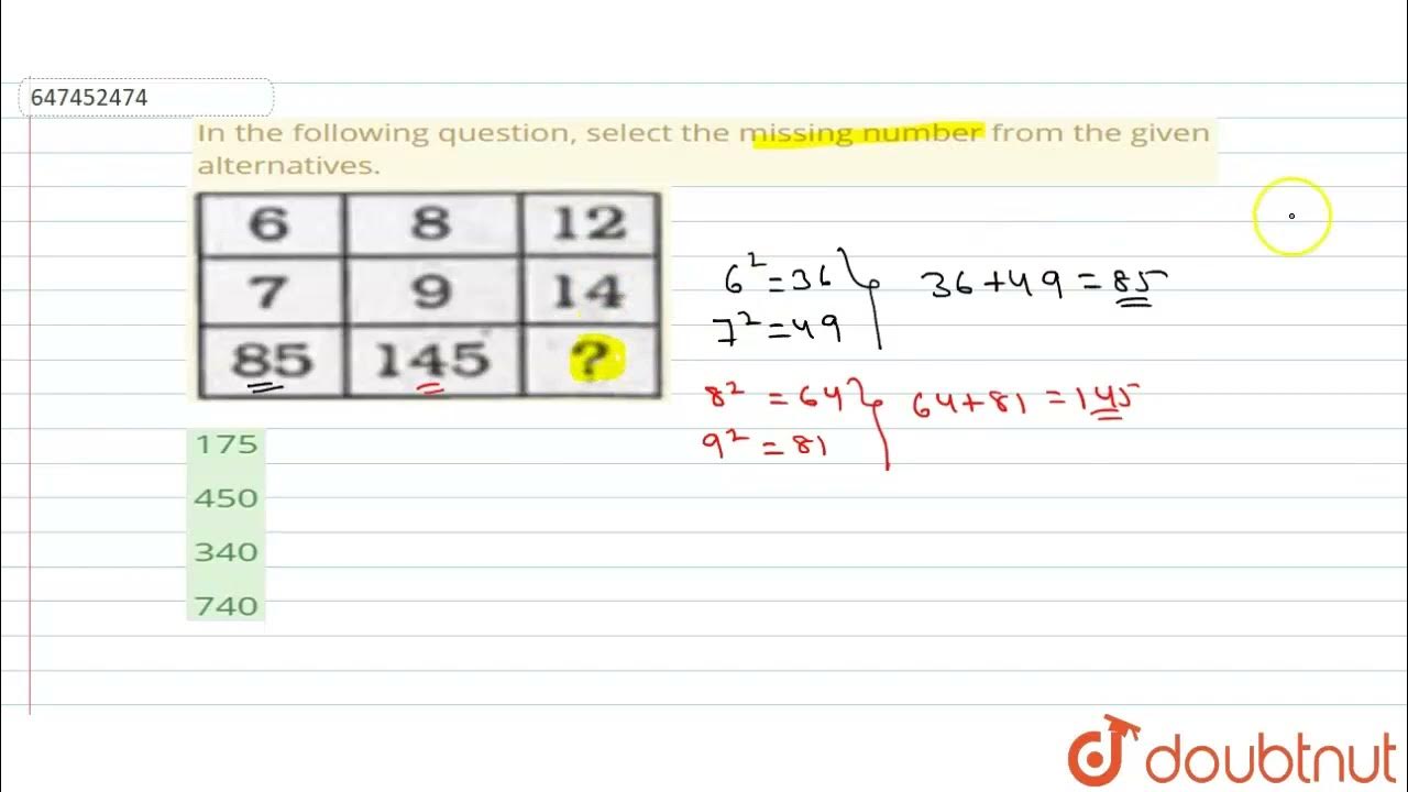 In the following question, select the missing number from the given alternatives. | CLASS 14 | F ...