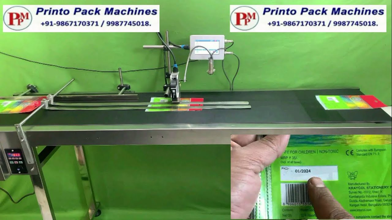 Pouch printing machine with thermal inkjet and conveyor | pouch date ...